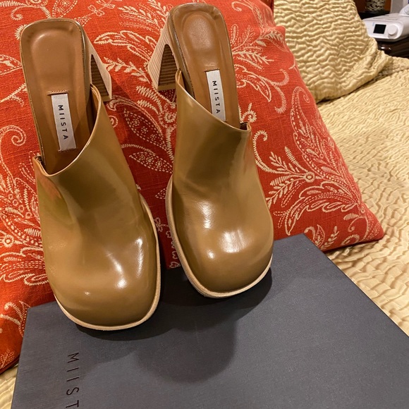Miista | Shoes | Brownbeige Closed Toe Designer Mules Brand New Never ...
